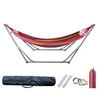 China Outdoor Furniture Foldable Double Hammock with Stand Adjustable and Portable Cotton Hammock for sale