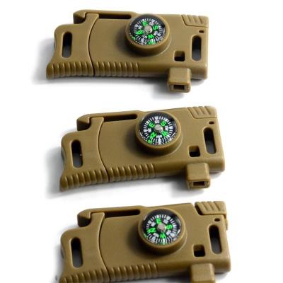 China Initial Payment Multifunction Emergency Flint Fire Starter Compass Buckle with Scraper for sale