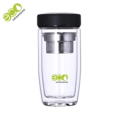 China BPA Free double wall glass bottle leather feeling Lid for sale