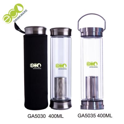 China No minimum BPA free Wholesale promotional custom glass travel tea tumbler with infuser for sale