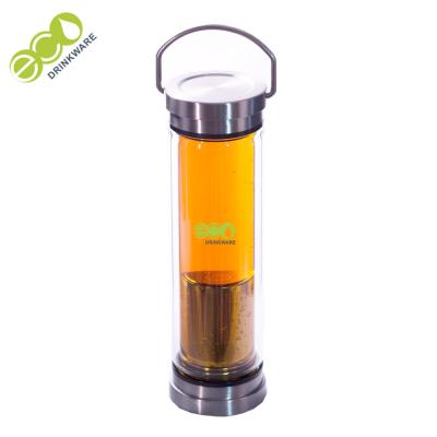 China BPA free 2018 Wholesale promotional custom double-wall glass travel mug with filter for sale