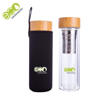 China 450ml BPA Free Eco Friendly Double Wall Tea Infuser Water Bottle for sale