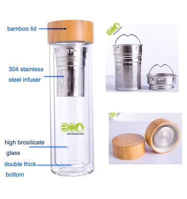 China Wholesale high quality double wall natural bamboo water bottle for sale