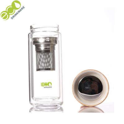 China High End Bamboo Drink Bottle Sport Travel Tea Mug With Infuser And Lid for sale