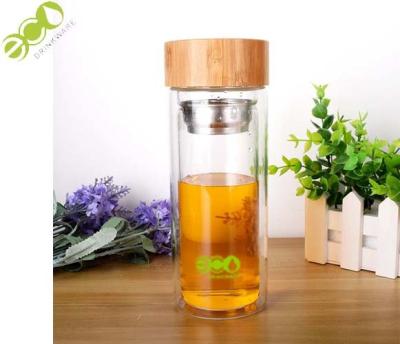 China 2018 New design sealed leak proof insulated glass water bottles with clear logo for sale
