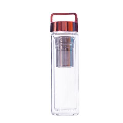 China Flat Bottom Bamboo Lid Water Bottle With Filter Easy To Clean FDA Approved for sale