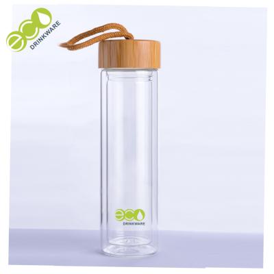 China Custom Reusable Double Wall Glass Bottle With Tea Strainer 450ml Eco - Friendly for sale