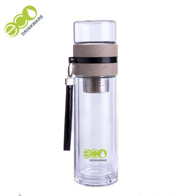 China Double Wall Reusable Bamboo Tea Infuser Bottle Big Capacity  With  Lid for sale