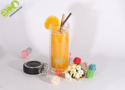 China 400ml Safety Double Wall Glass Infuser Bottle Glass Tumbler With Infuser for sale
