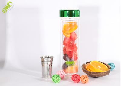China BPA Free Double Wall Glass Infuser Bottle With Tea Infuser Easy To Clean for sale