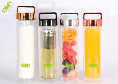 China Commercial 350ml Double Wall Glass Bottle With Tea Infuser Travel Tumbler for sale