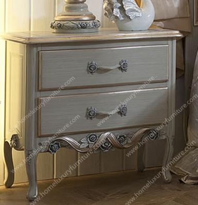 China Antique Carved Small Silver Vintage Wood Nightstands FN-103A for sale
