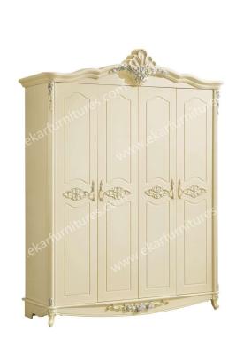 China Wood almirah designs antique wardrobe in White 603-6 for sale