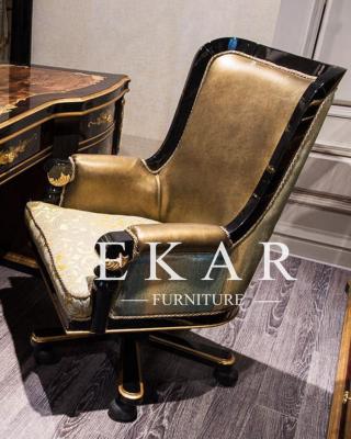 China White Leather Swivel Chair In Carved Arm TS-002 for sale