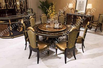 China wholesale Italy antique wooden round rotating dining table TN-029N for sale