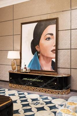 China Wall Tv Unit Tv Showcase image Designs Black Lacquer Tv Stand Teak Cd Rack TR-028A for sale