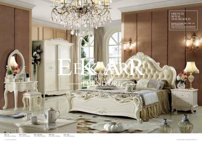 China 2017 newest Classic French style wooden soft leather bed for sale