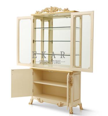 China Oval Curio Cabinet 4 Doors Living Room Cabinets With 3 Glass Shelves FJ-138 for sale