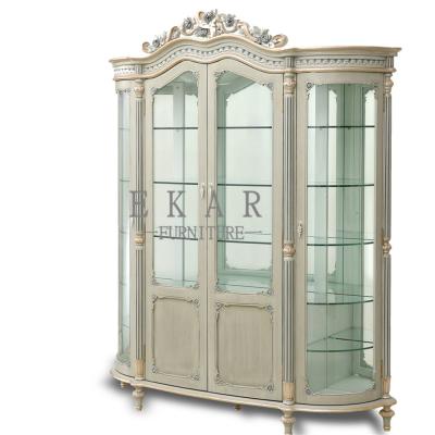 China Luxury Home Furniture Livingroom Glass Cabinet Single Door Handcarved Decorative Cabinet for sale