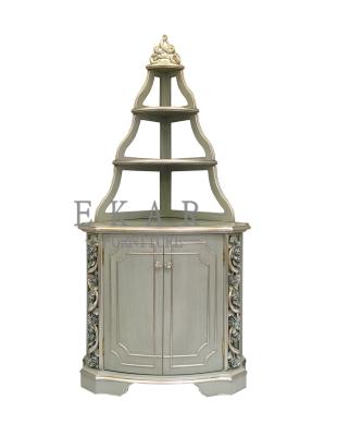 China Glass Cupboard In Wooden Frame Ivory Lacquer Antique Style Glass Cabinet FJ-188 for sale
