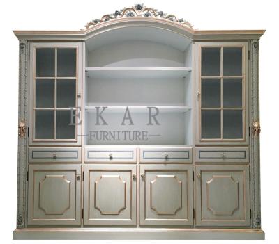China Antique Carved Display With Drawers Wood Book Shelf FBS-103 for sale
