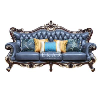 China Wooden Set Leather Luxury Couch Living Room Sofa for sale