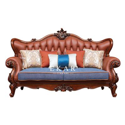 China Couch Living Room Set 6 Seater Wooden Leather Sofa for sale