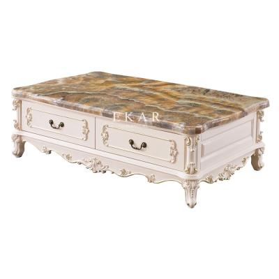 China Marble Top Storage Living Room Wooden Coffee Table for sale