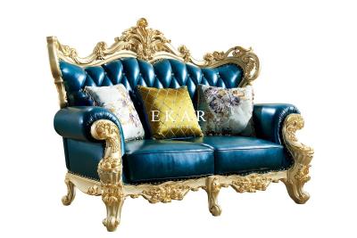 China Wooden Frame Italian Leather Luxury Sofa Set for sale