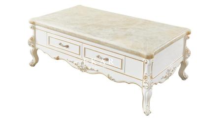 China White Marble Top Storage Wooden Coffee Table for sale