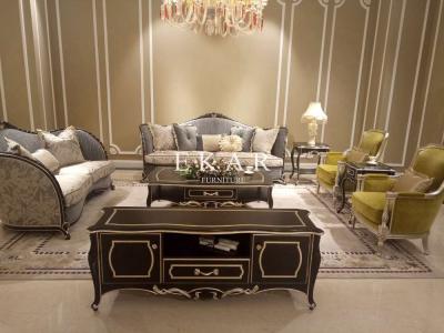 China Carving Frame Royal Furniture Set Couch Wood And Fabric Sofa for sale
