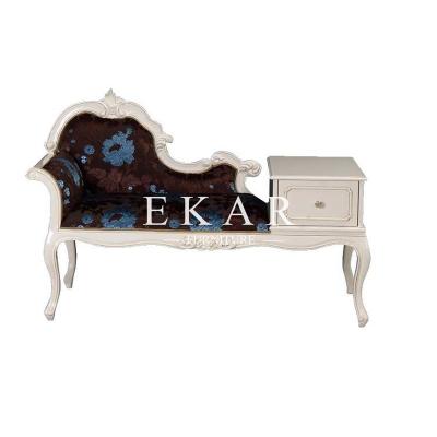 China Antique Wooden Hand Carved French Style Chaise Lounge With Storage Cabinet for sale