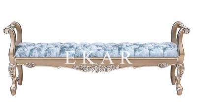 China Classic Fabric Ottoman And Stool Wood Antique Bed End Stool Bench for sale
