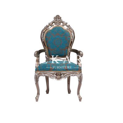 China Upholstery Fabric Antique Armrest Luxury Velvet Tufted Dining Chair for sale