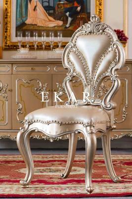 China Luxury Dining Room Furniture European Upholstered French Leather Dining Chair LS-A318M-1 for sale
