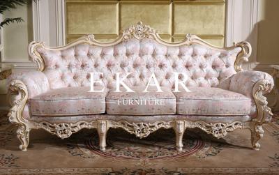 China Luxury Antique Chesterfield French Carved Living Room Fabric Sofa  LS-A115T for sale