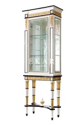 China Household high grade solid wood wooden free stand glass display cabinet FLN-M-JG201 for sale