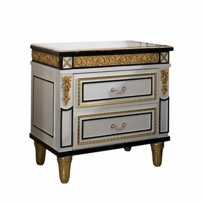 China Hand carved double drawers wooden night stand tables FLN-M-BG201 for sale