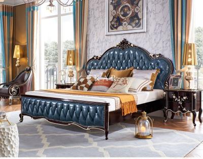 China Oak Wood Leather Classic Upholstered Antique Bed OY-DC26 for sale