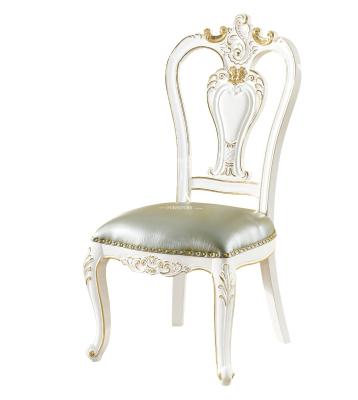 China Leather White Carved Antique Dining Chair LF-111 for sale
