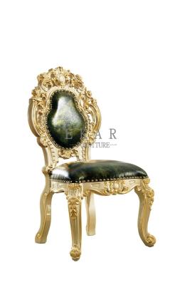 China Upholstered Luxury Carved Green Leather Dining Chair LF-339 for sale