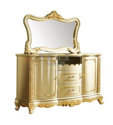 China Wooden Gold Luxury Antique Sideboard Cabinet With Drawer LF-578 for sale