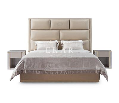 China Latest Bedroom Furniture Design Upholstered Modern Leather Bed W009B10A for sale