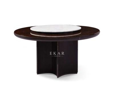China Black Contemporary Round Dining Table With Marble Turntable W006D1R for sale