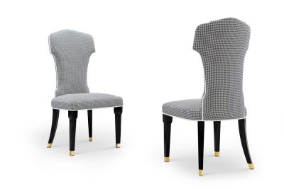 China Upholstery Modern Wooden Fabric Dining Chair Furnitue W005D6 for sale