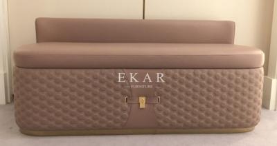 China Pink Leather Bedroom Ottoman Bed End Stool Bench W002B18 for sale