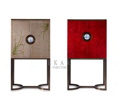 China Antique Style Furniture With Metal Base Storage Cabinet W003H16 for sale