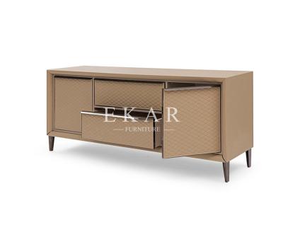 China Leather Wooden Luxury Italian Design Modern Tv Stand for sale
