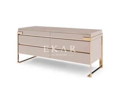 China Wooden High Gloss Metal Frame 6 Drawer Chest for sale