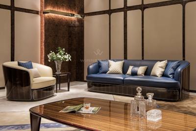 China Modern Royal Living Room Furniture Italian Genuine Leather Sofa Set for sale